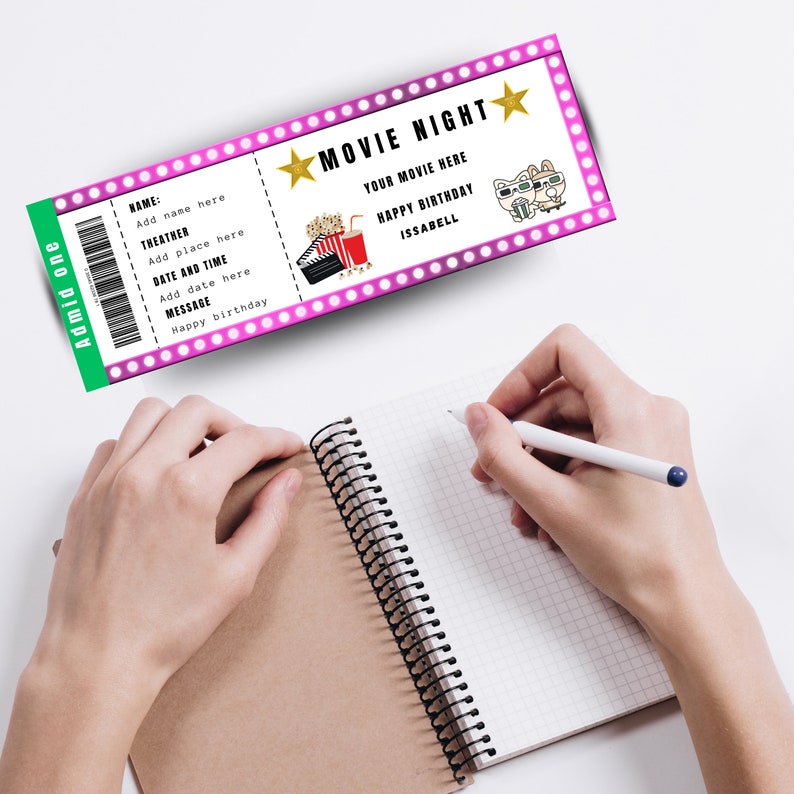 Movie Ticket Stub - Movie Ticket Gift - Movie Ticket Gift Card - Custom ...