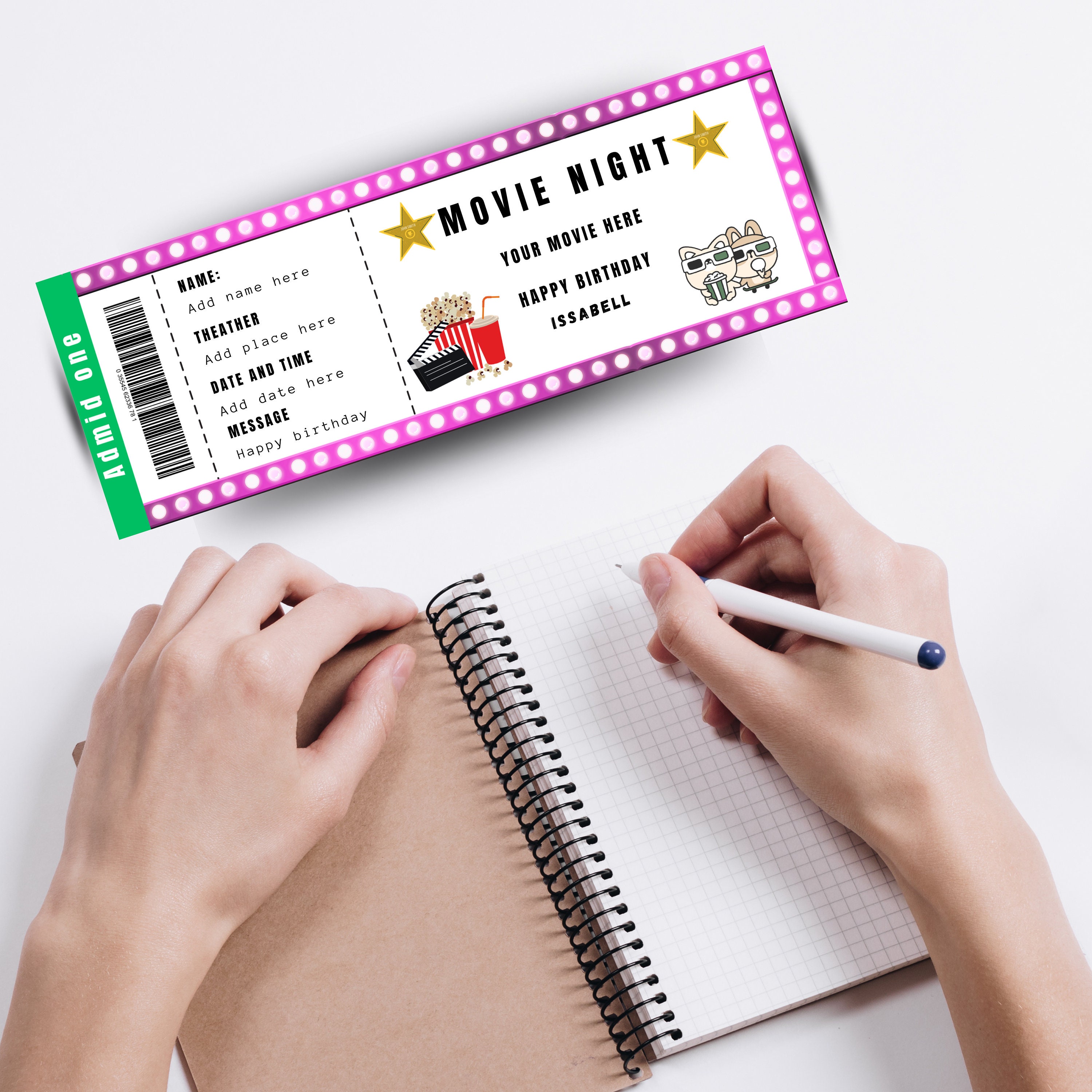 Movie Ticket Stub - Movie Ticket Gift - Movie Ticket Gift Card - Custom ...