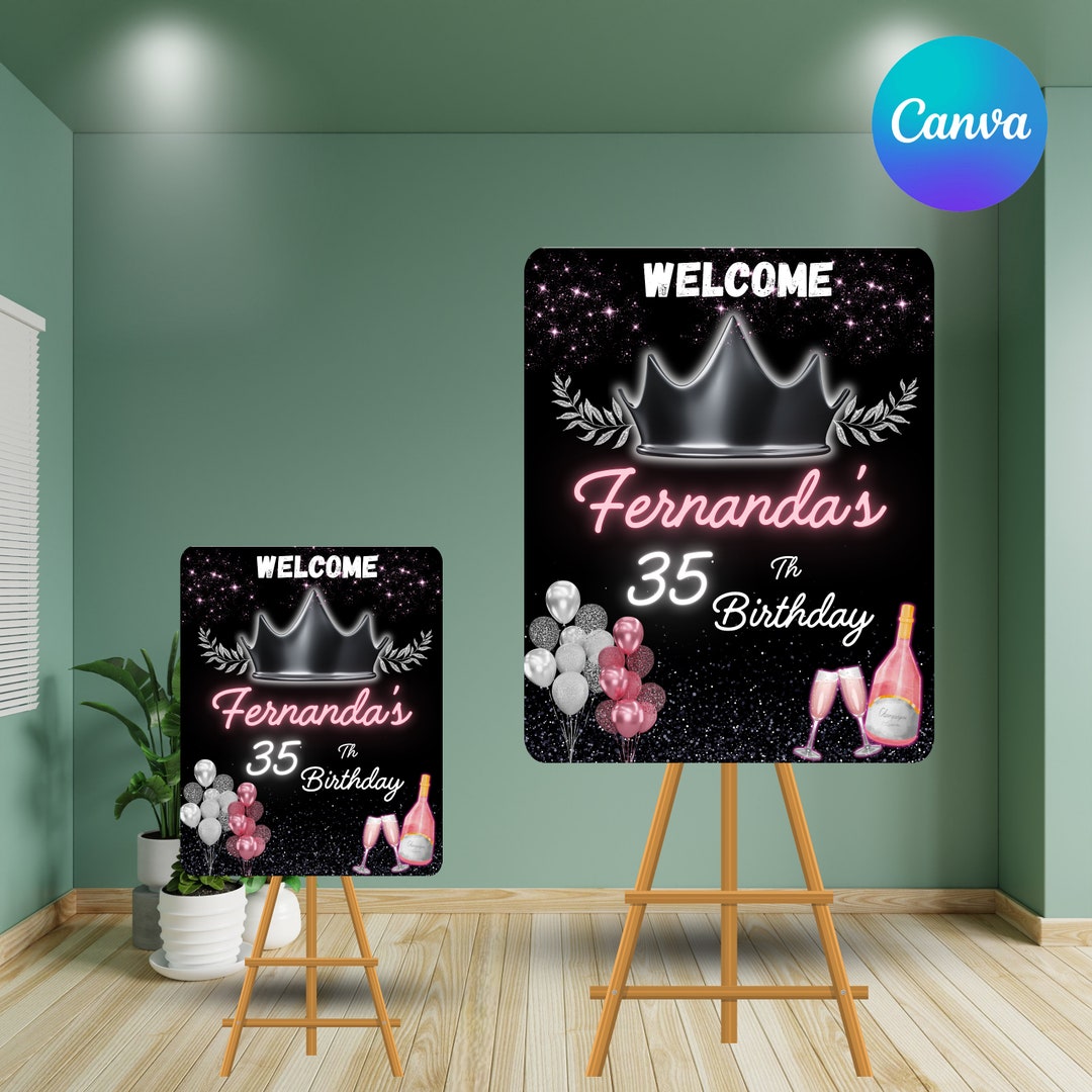 Editable Birthday Welcome Sign: Customizable Printable Template (canva ...