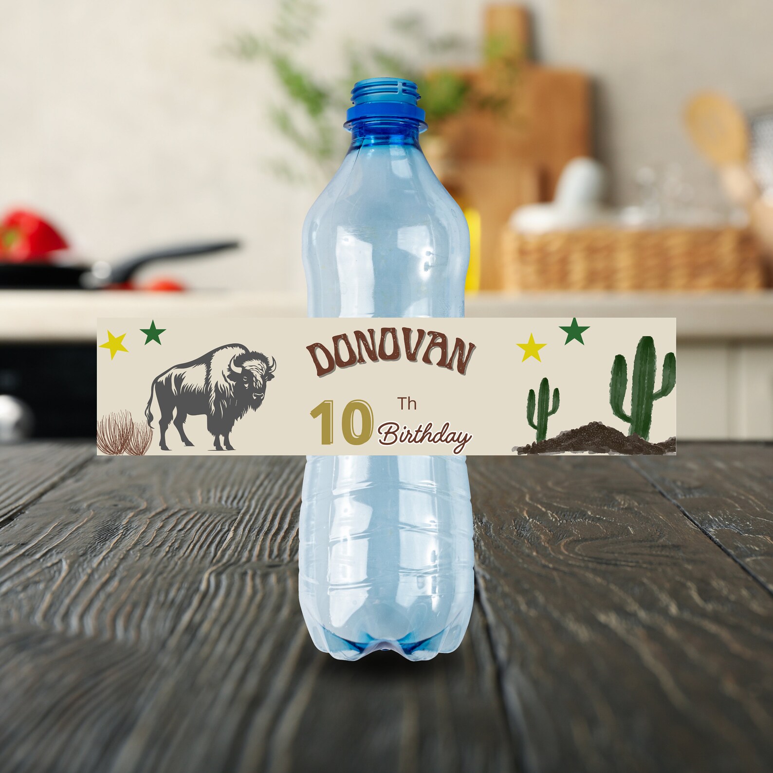 Bison Water Bottle Label Customizable Party Water Bottle Label Bison ...