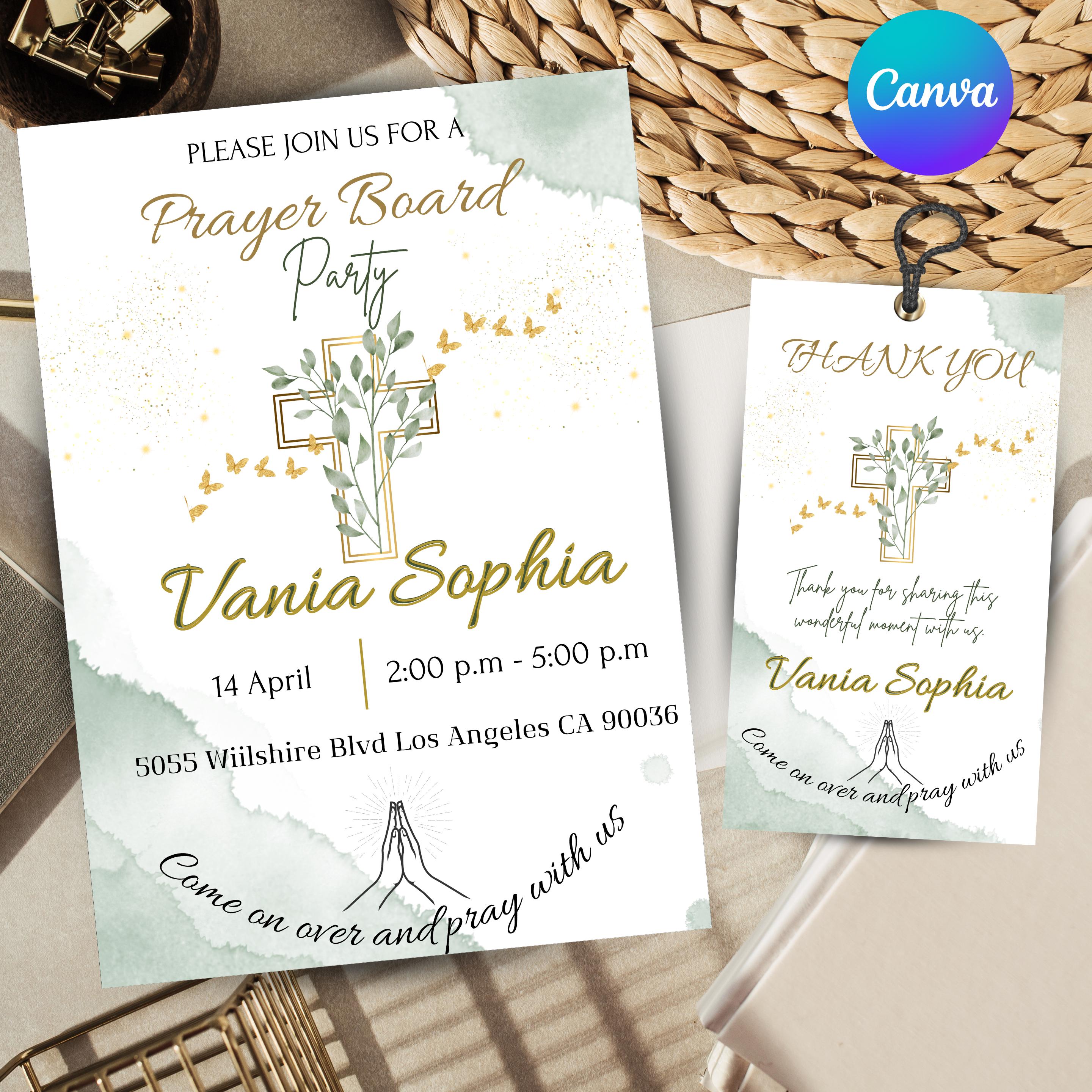 Prayer Board Party Invitation Prayer Board Editable Invitation Card ...