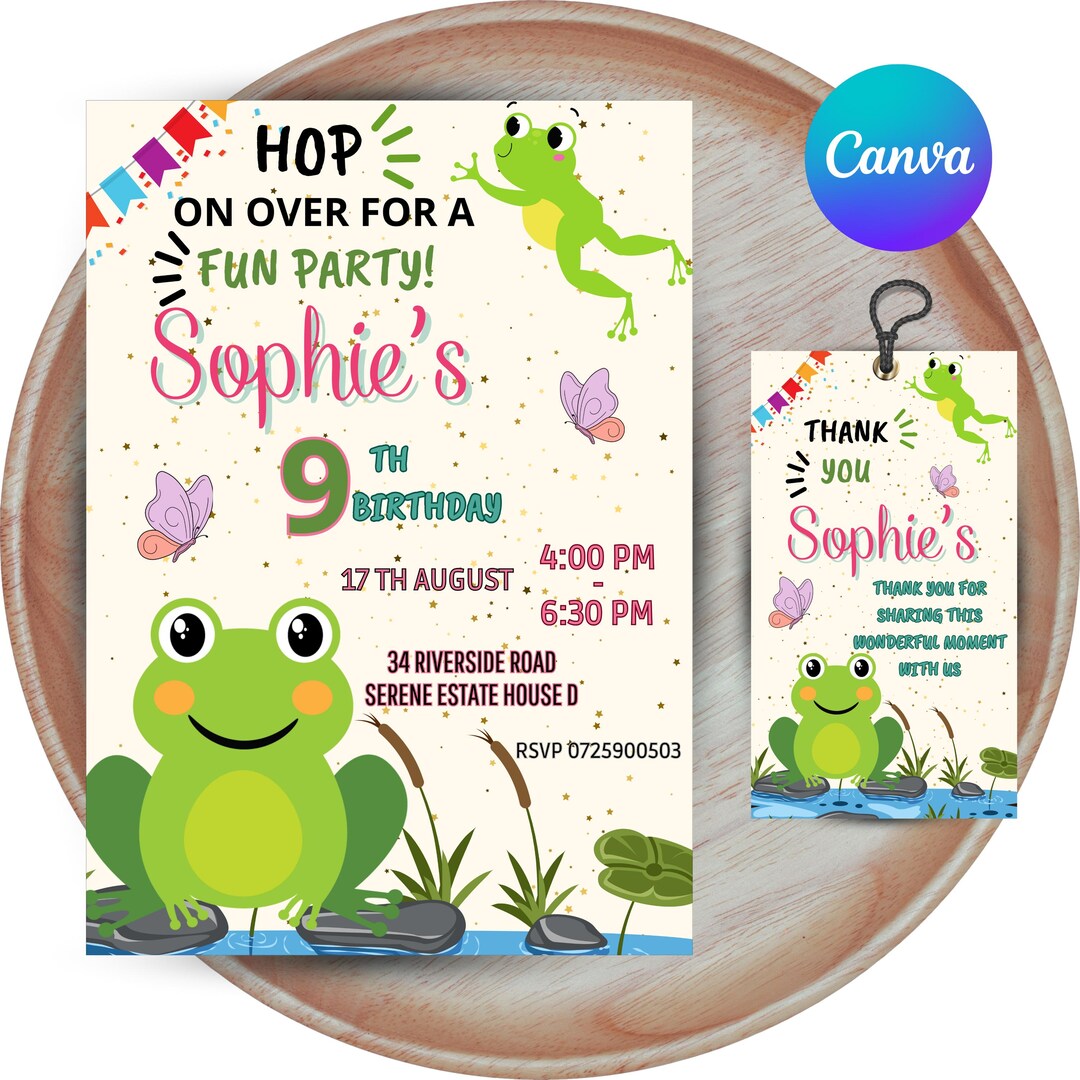 Frog Birthday Invitation Frog Themed Birthday Invitation Invitation ...