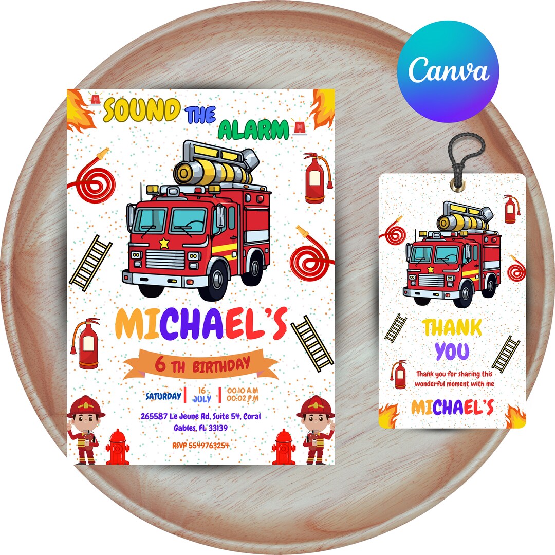Fireman Invitation Firefighter Invitation Fireman Birthday Invitation ...