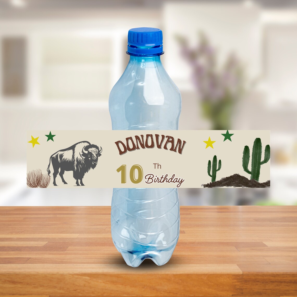 Bison Water Bottle Label Customizable Party Water Bottle Label Bison ...