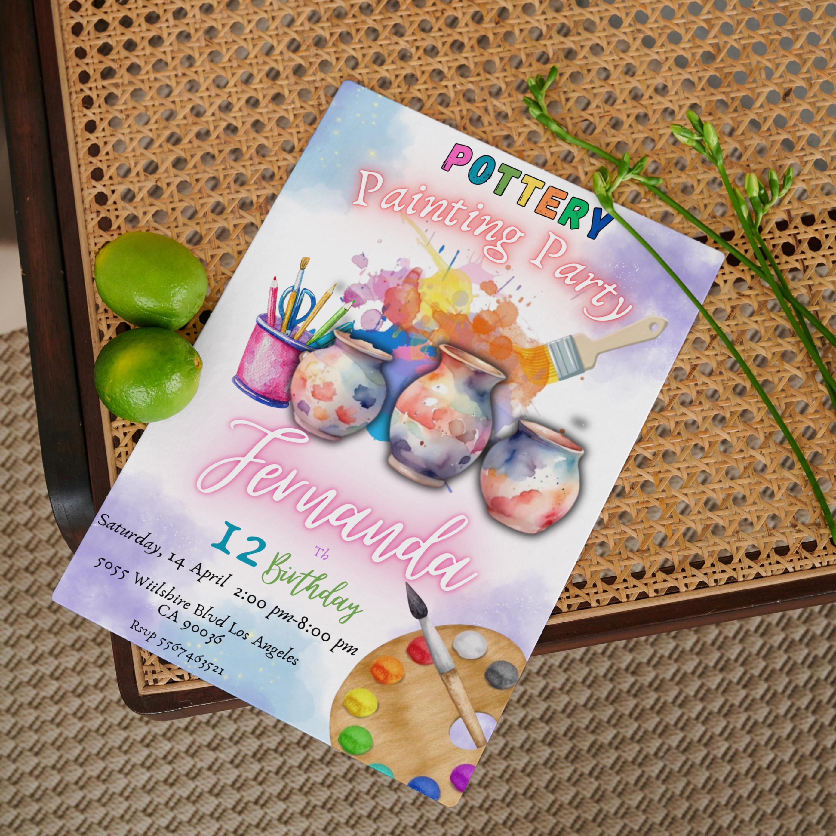 Pottery Birthday Invitation Pottery Themed Birthday Party Card ...