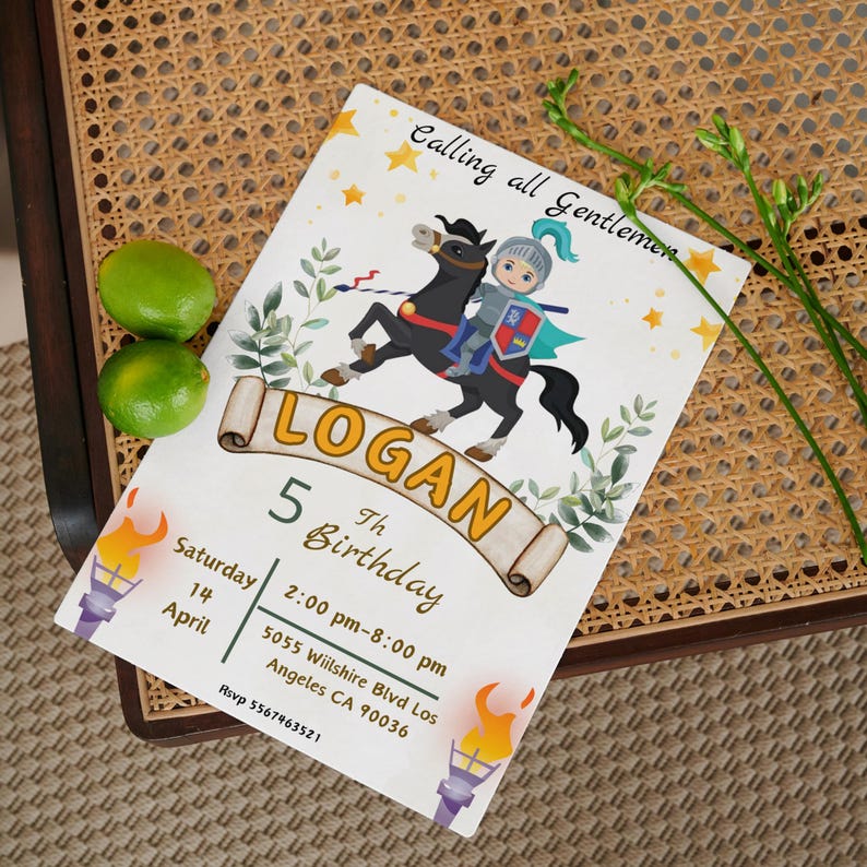 Medieval Birthday Invitation Medieval Birthday Card Customizable ...