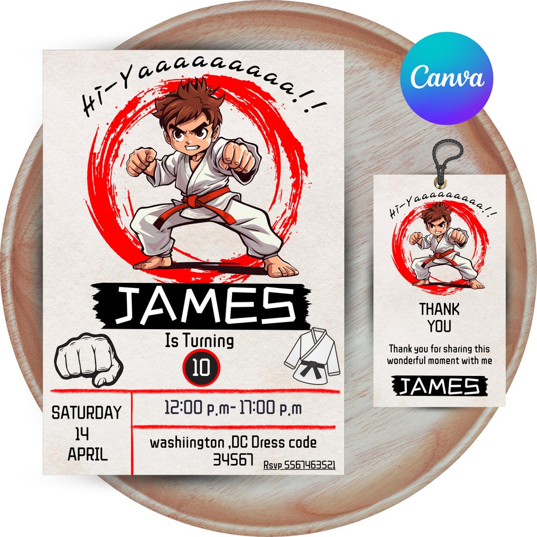 Karate Invitation Birthday Invitation Karate Karate Birthday Party ...