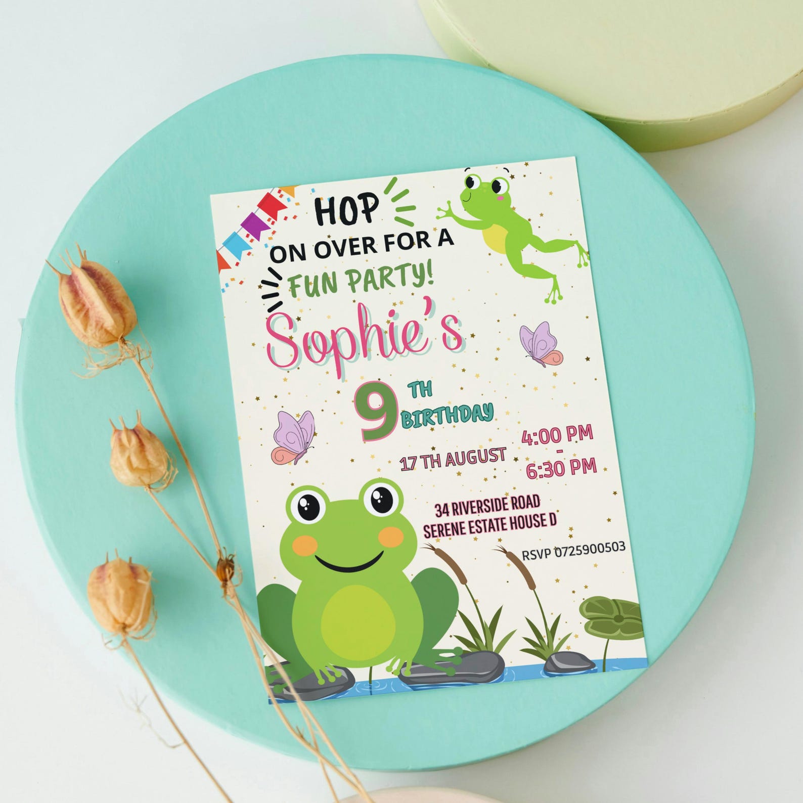 Frog Birthday Invitation - Frog Themed Birthday Invitation - Invitation ...