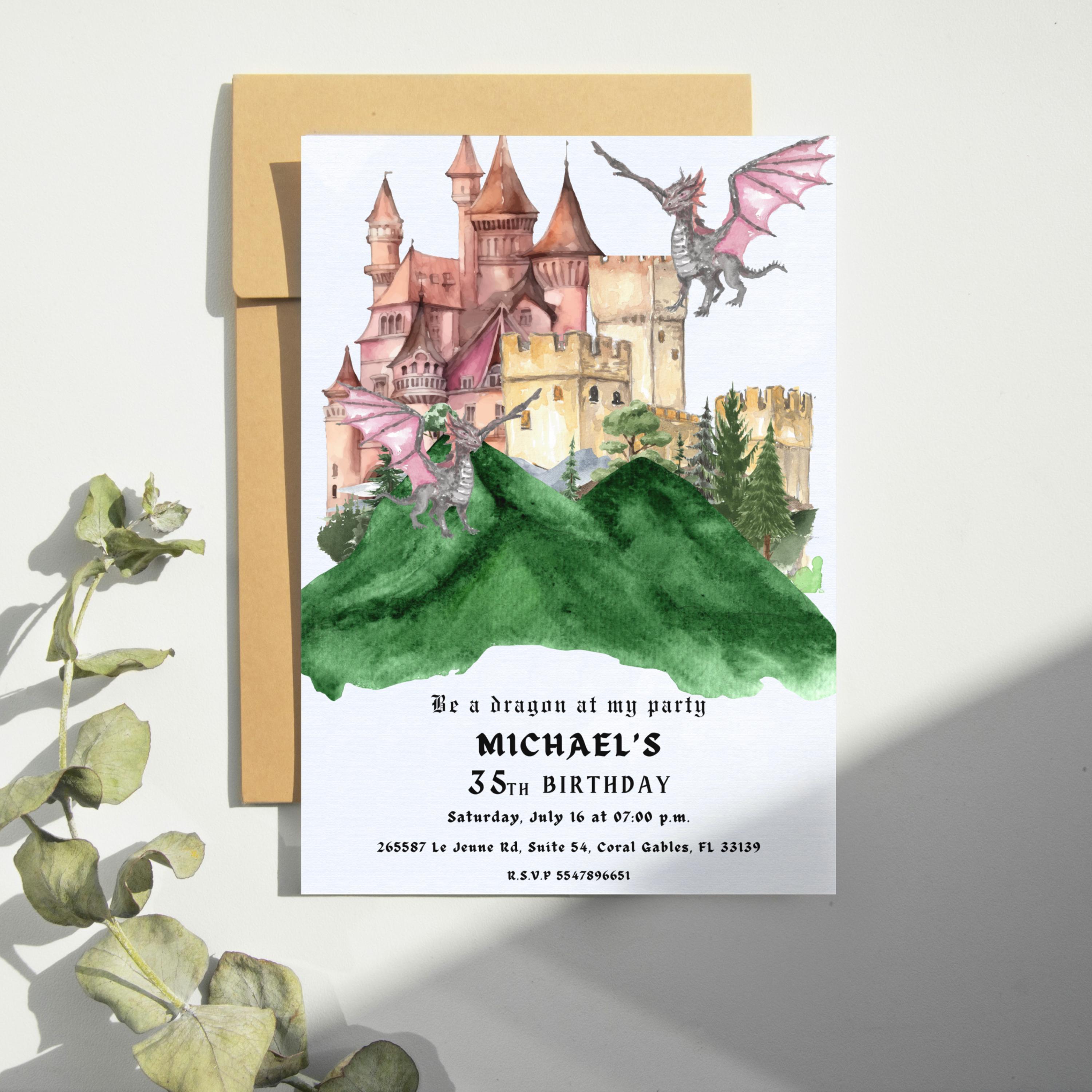 Medieval Birthday Invitation Medieval Birthday Card Medieval Birthday ...