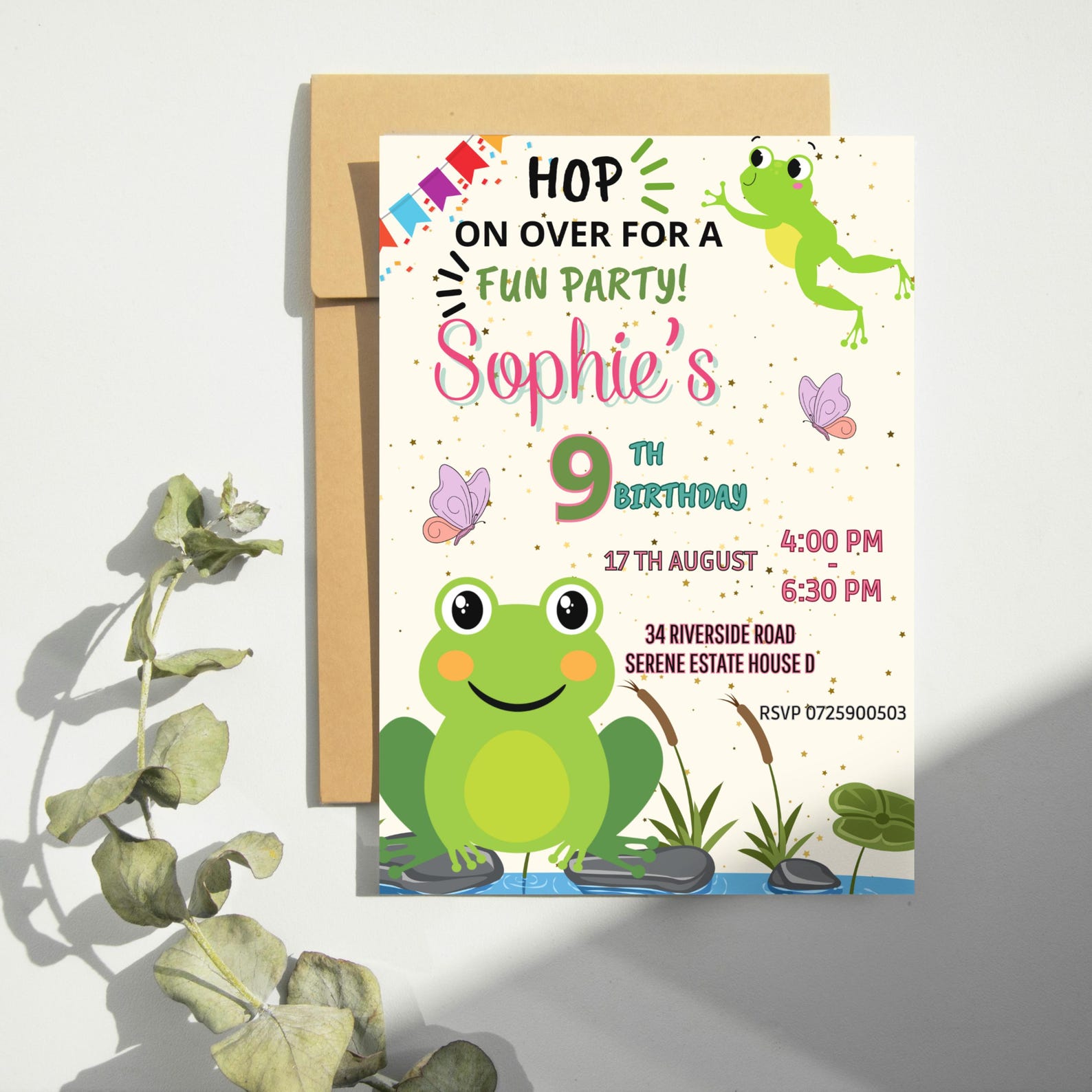 Frog Birthday Invitation - Frog Themed Birthday Invitation - Invitation ...