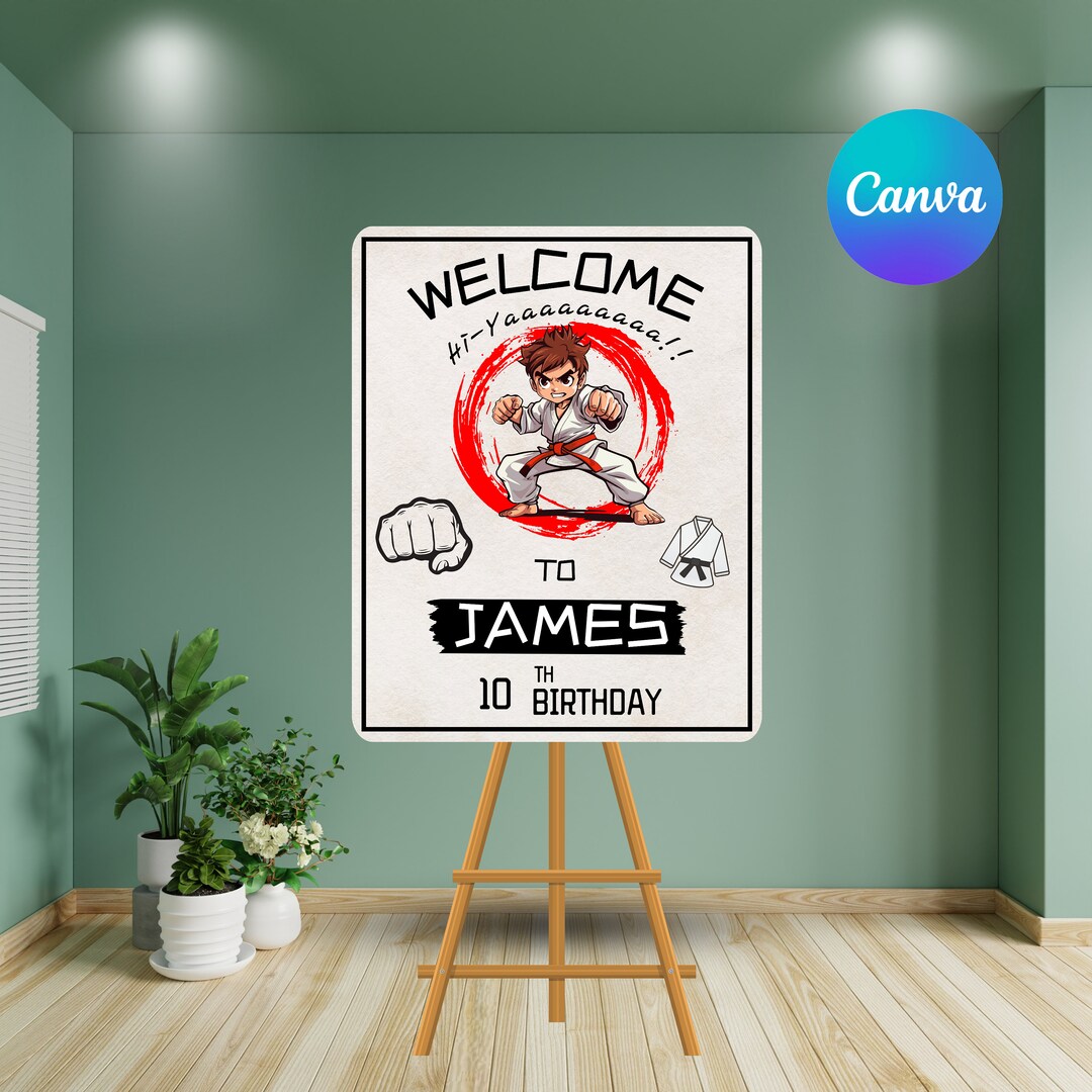 Karate Party Welcome Sign Template Customizable Party Welcome Sign ...