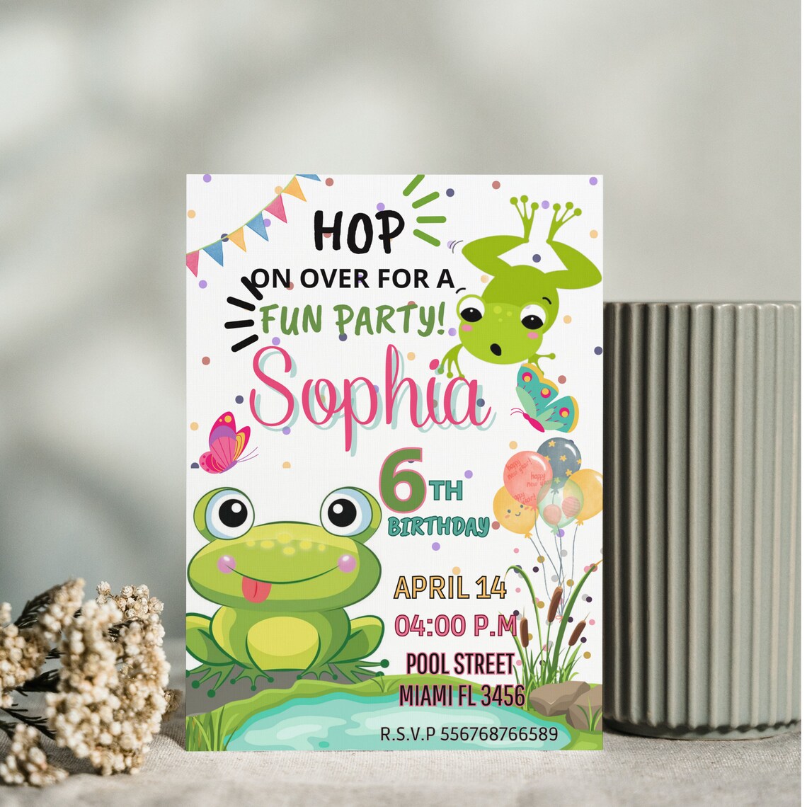 Frog Birthday Invitation Frog Themed Birthday Invitation Invitation ...
