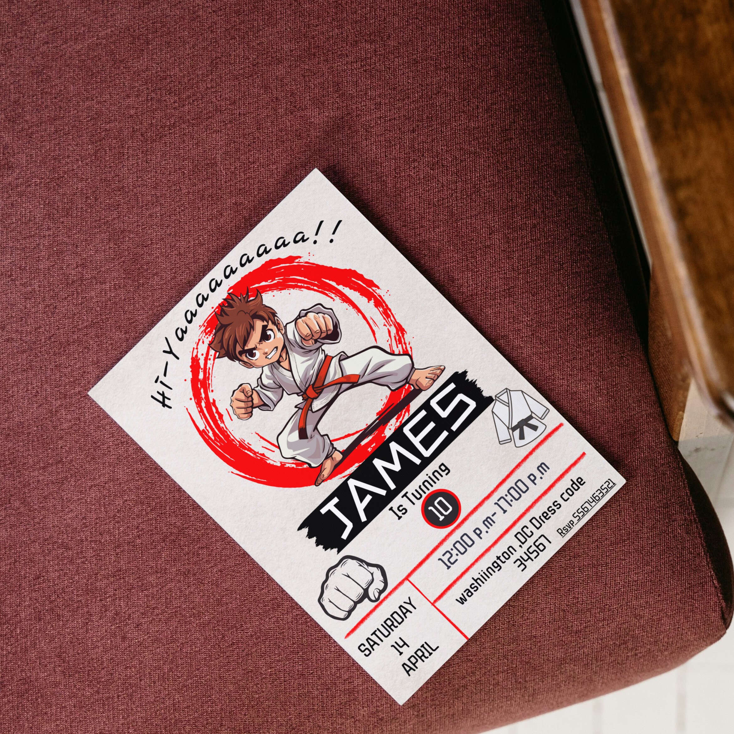 Karate Invitation Birthday Invitation Karate Karate Birthday Party ...