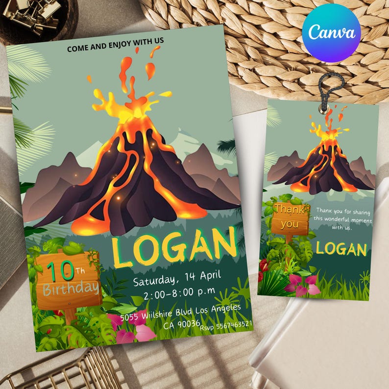 Volcano Birthday Party Volcano Birthday Invite Volcanic Eruption ...