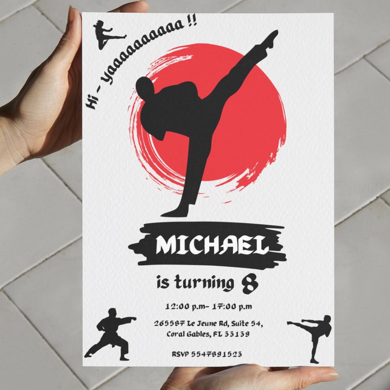 Karate Invitation Birthday Invitation Karate Karate Birthday Party ...
