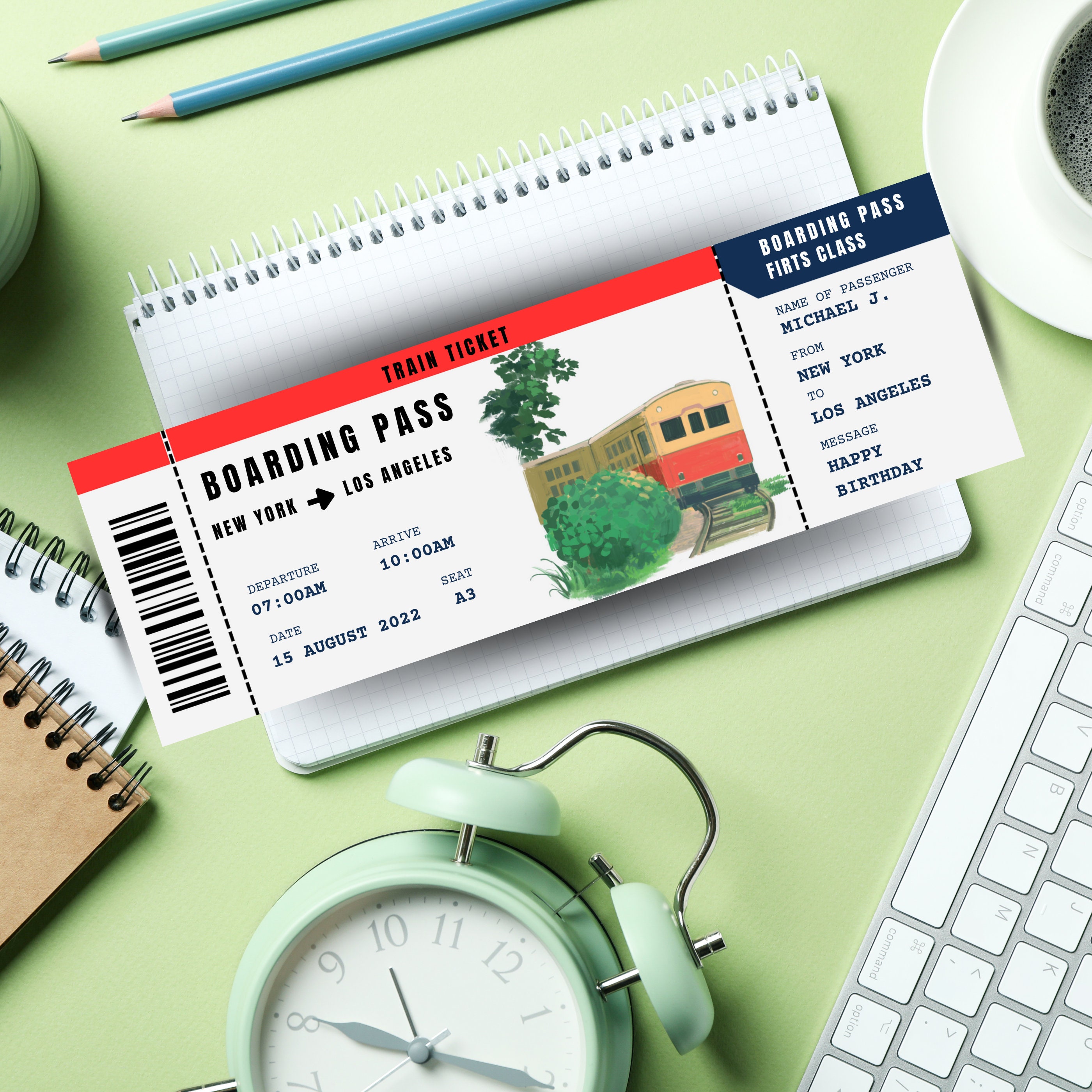Personalised Train Ticket - Editable Train Ticket - Train Ticket ...