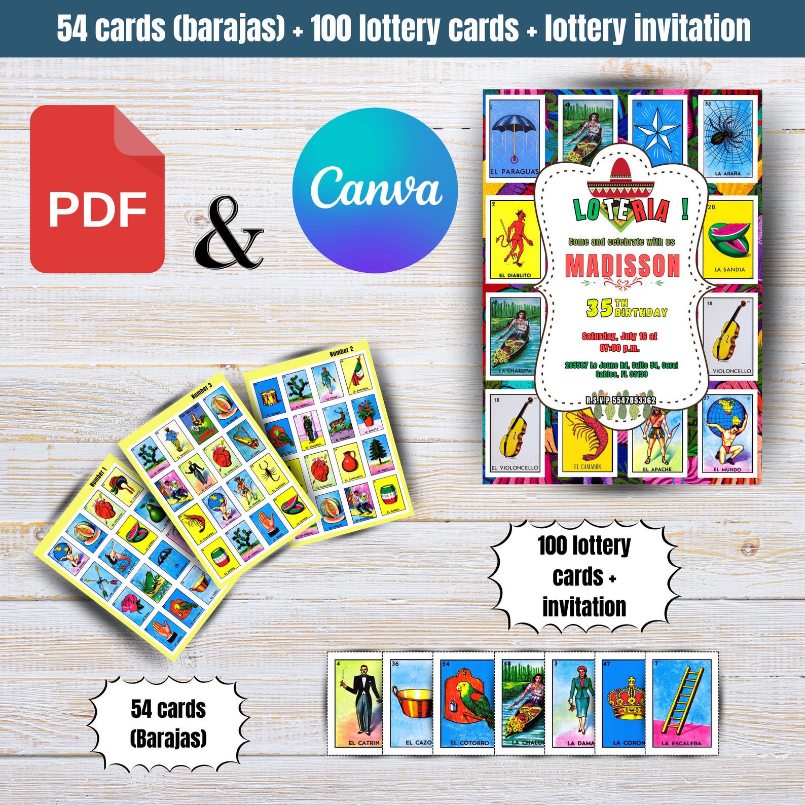 Loteria Invitation Template Loteria Invitation Customizable Loteria ...