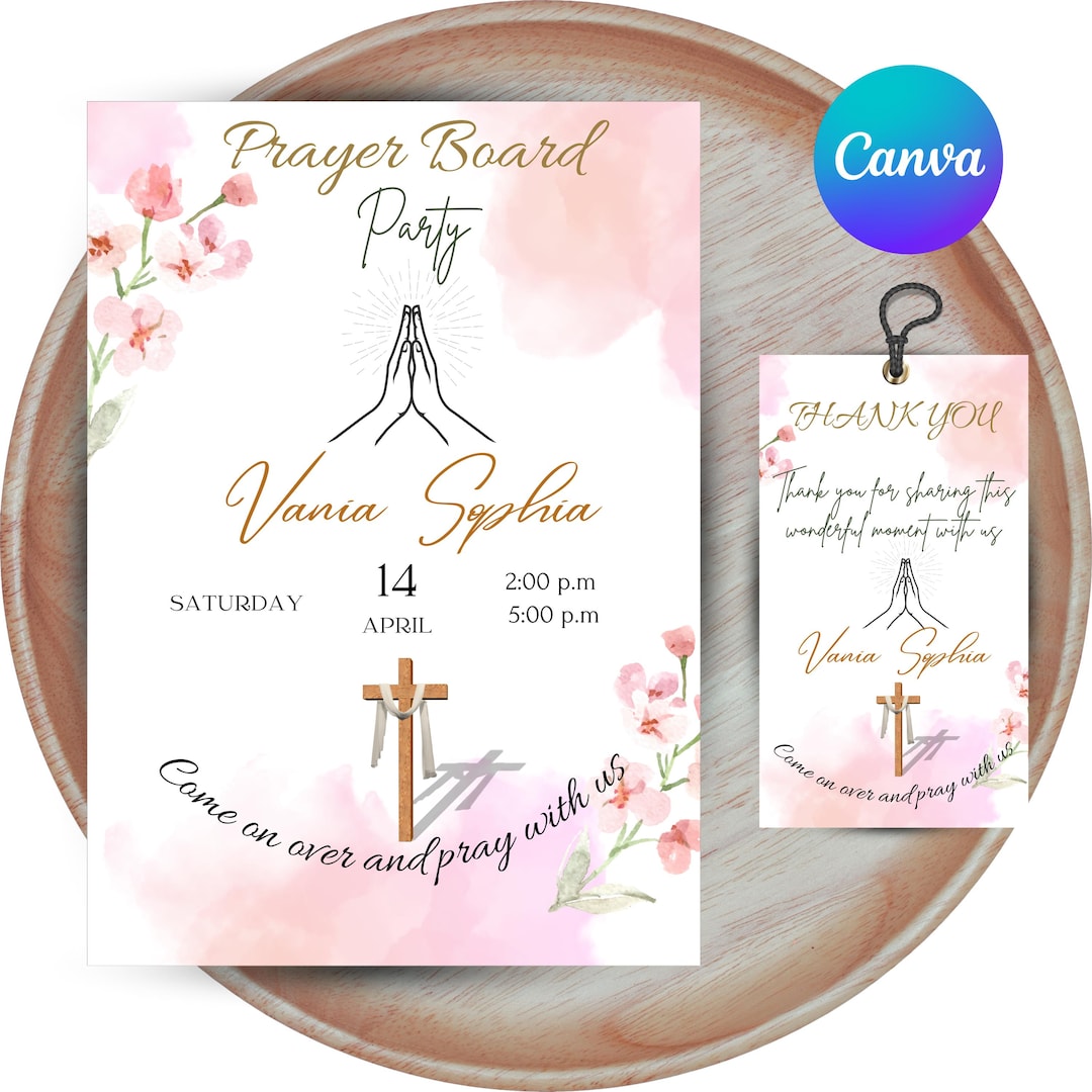 Prayer Board Party Invitation Prayer Board Editable Invitation Card ...
