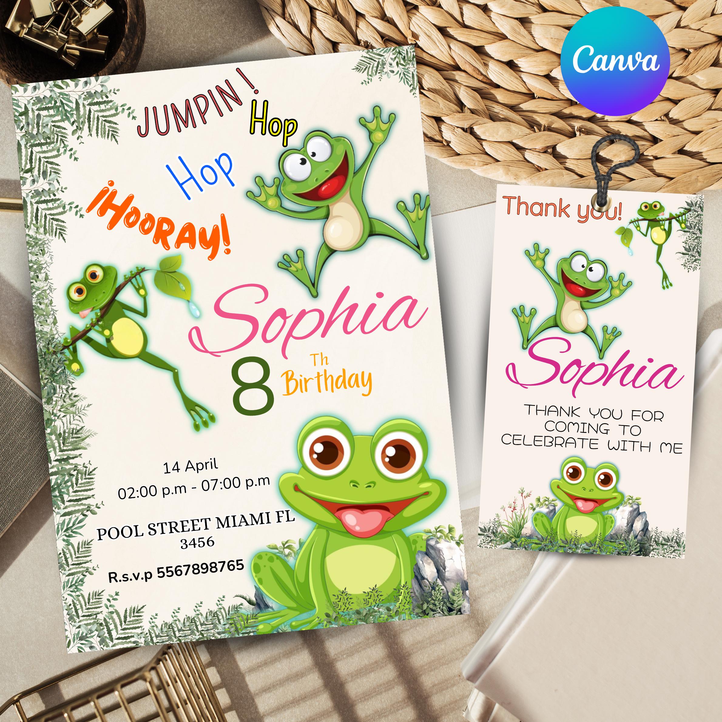 Frog Birthday Invitation - Frog Themed Birthday Invitation - Invitation ...