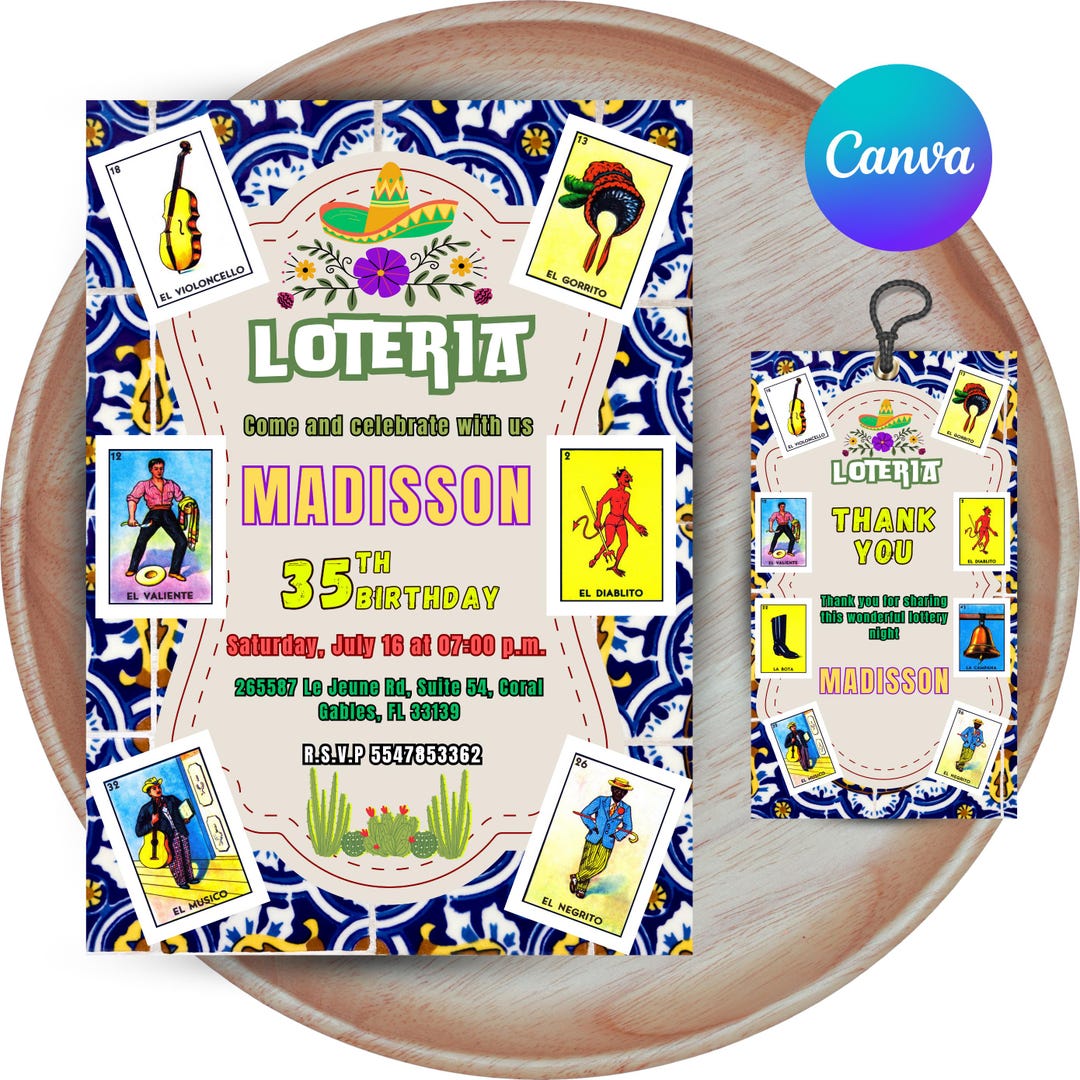 Plantilla de invitación de loteria invitación de loteria invitación de ...