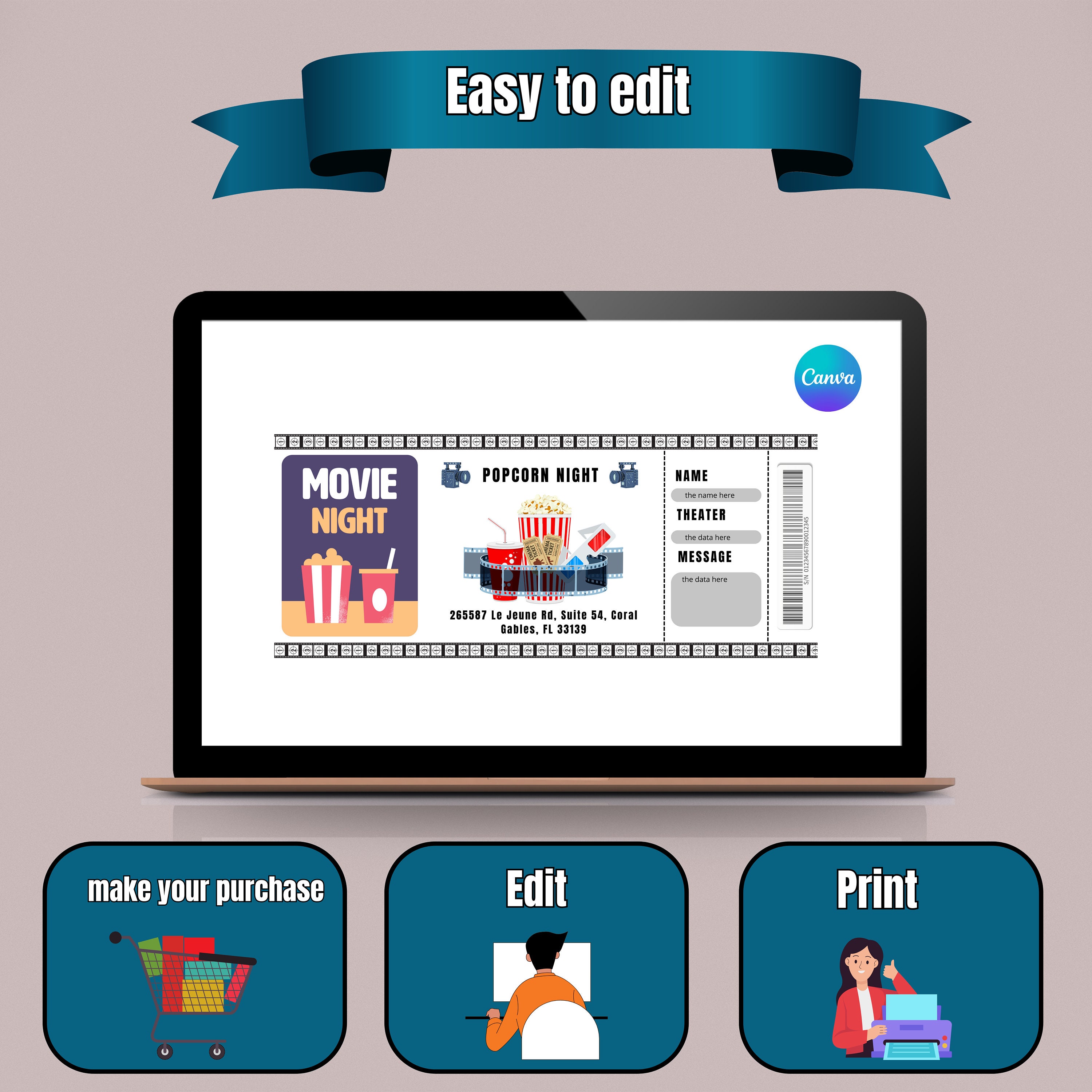 Movie Ticket Stub Movie Ticket Gift Movie Ticket Gift Card Custom Movie ...