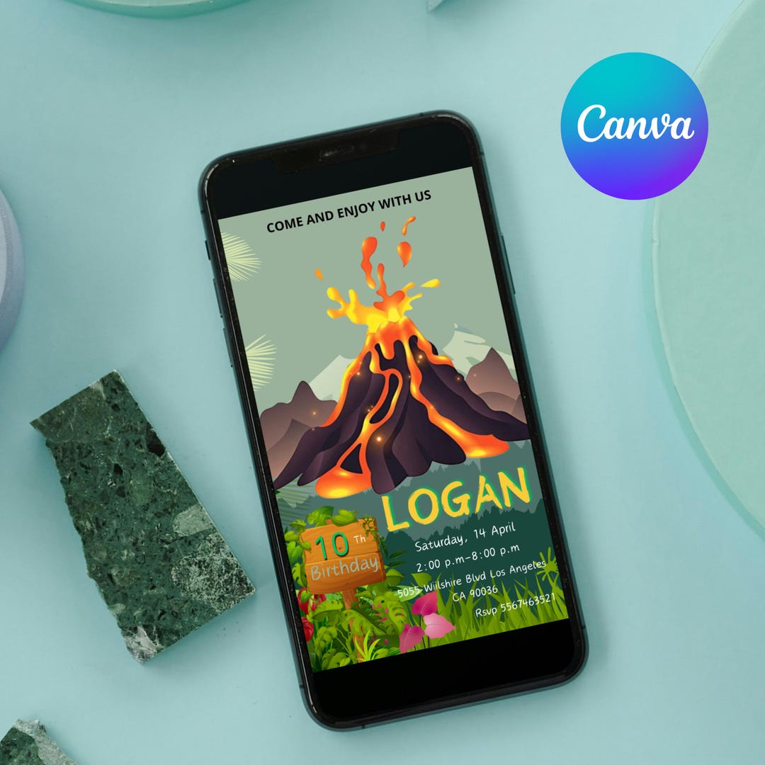 Volcano Birthday Party Volcano Birthday Invitation EDITABLE Digital ...
