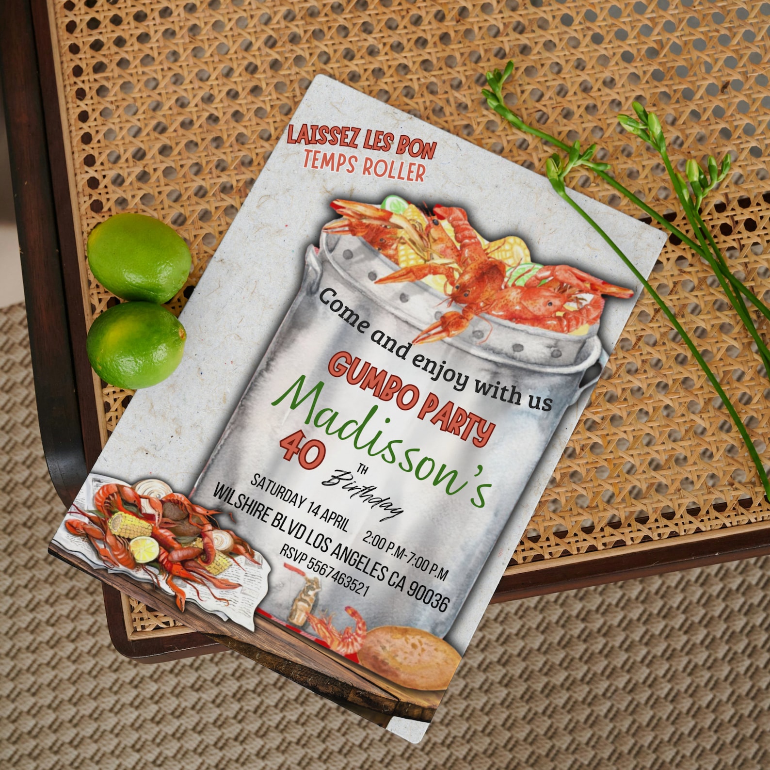 Gumbo Invitation Gumbo Party Invitation Gumbo Editable Birthday Card ...