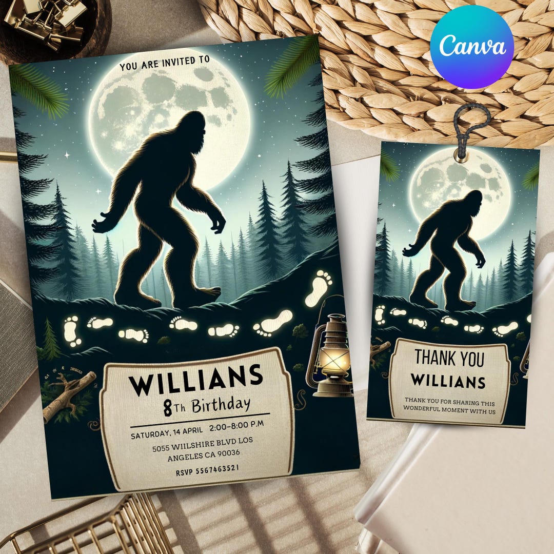 Bigfoot Birthday Invitation Bigfoot Party Invitation Bigfoot Party ...