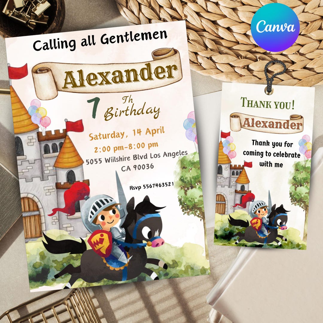 Medieval Birthday Invitation Medieval Birthday Card Customizable ...