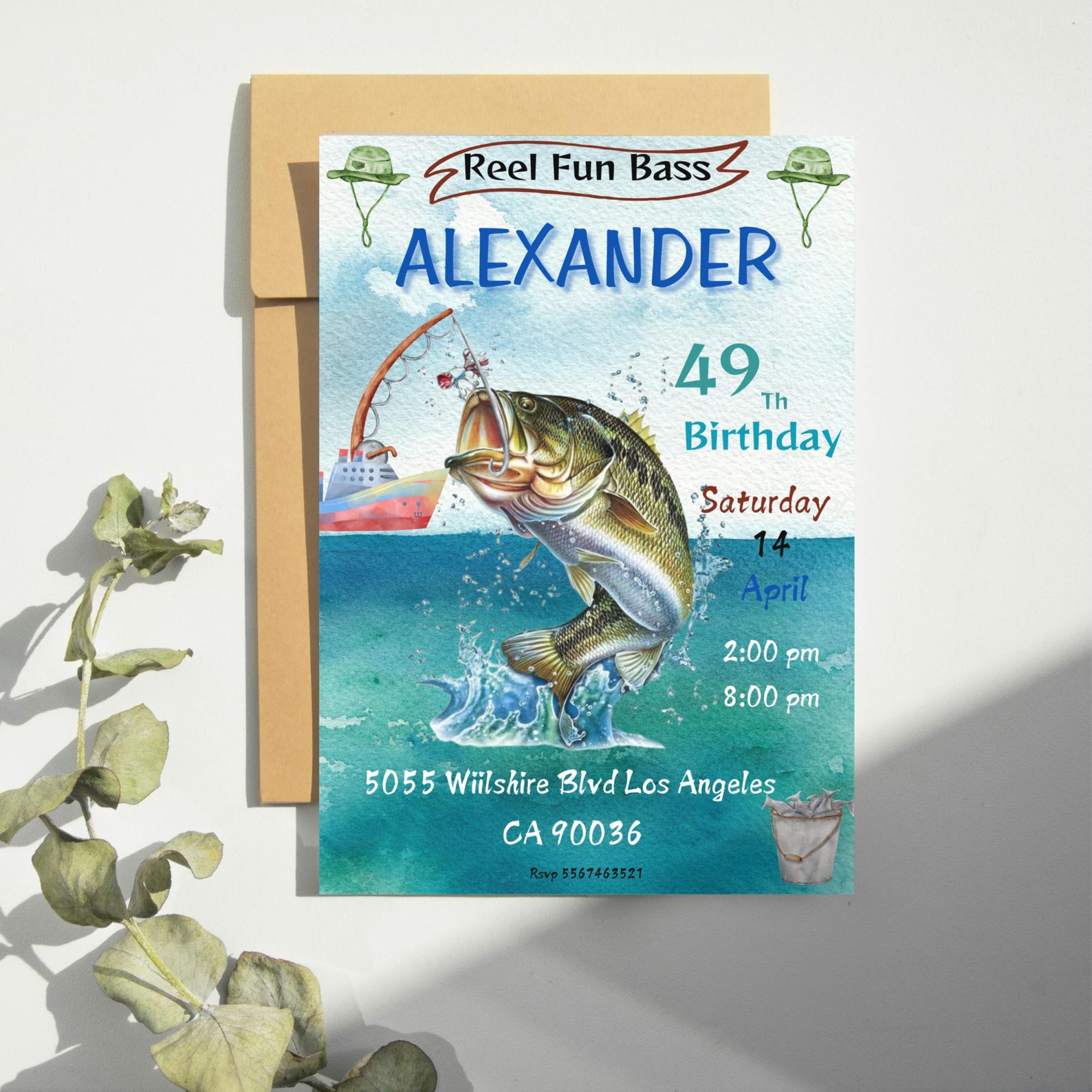 Bass Invitation Bass Fishing Birthday Invitation Fishing Birthday ...
