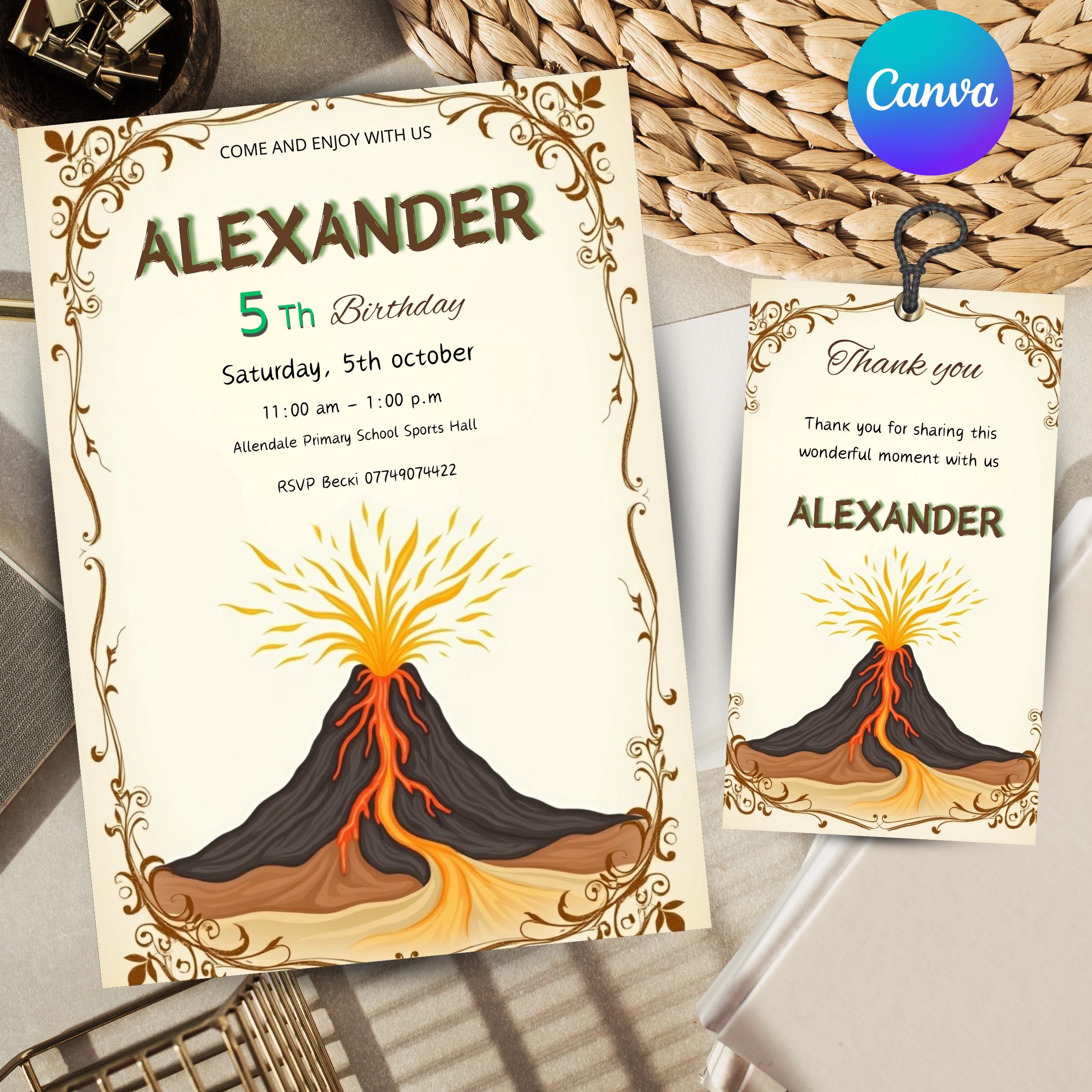 Volcano Birthday Invitation, Volcano Birthday Party, Volcano Birthday ...