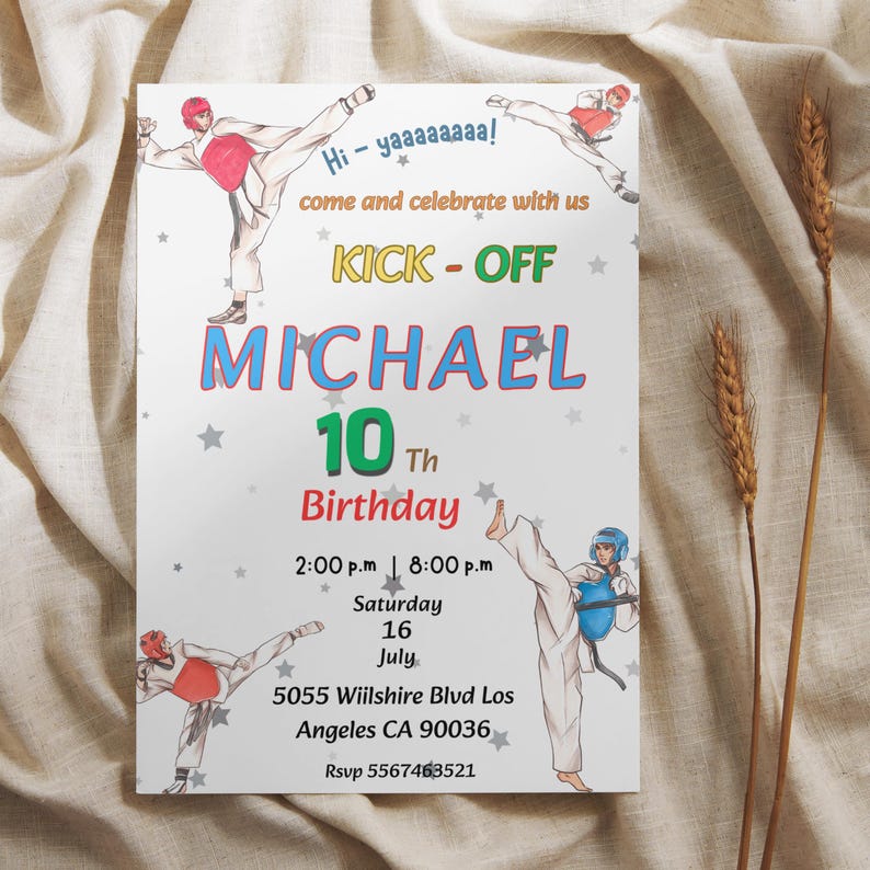 Karate Invitation Taekwondo Birthday Invitation EDITABLE Karate ...