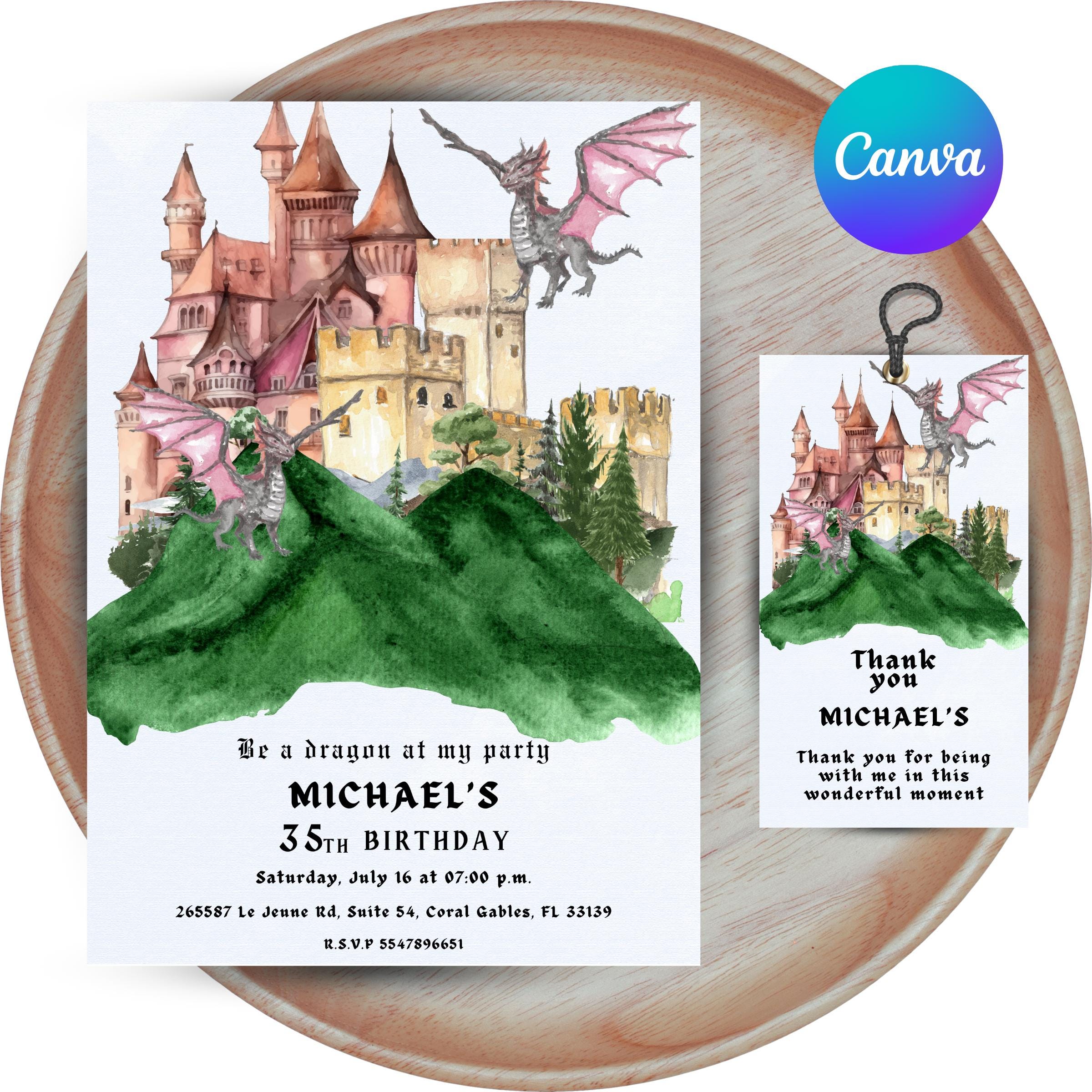 Medieval Birthday Invitation Medieval Birthday Card Medieval Birthday ...