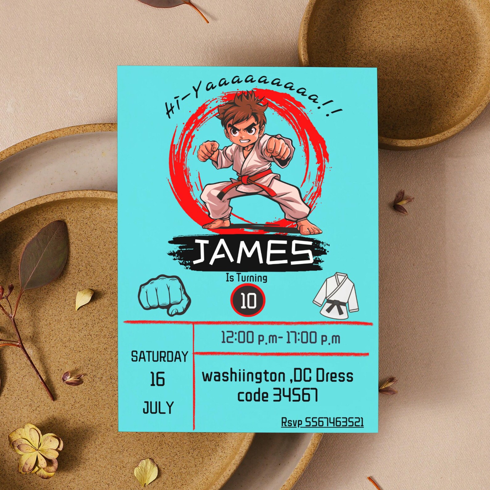 Karate Invitation Birthday Invitation Karate Karate Birthday Party ...