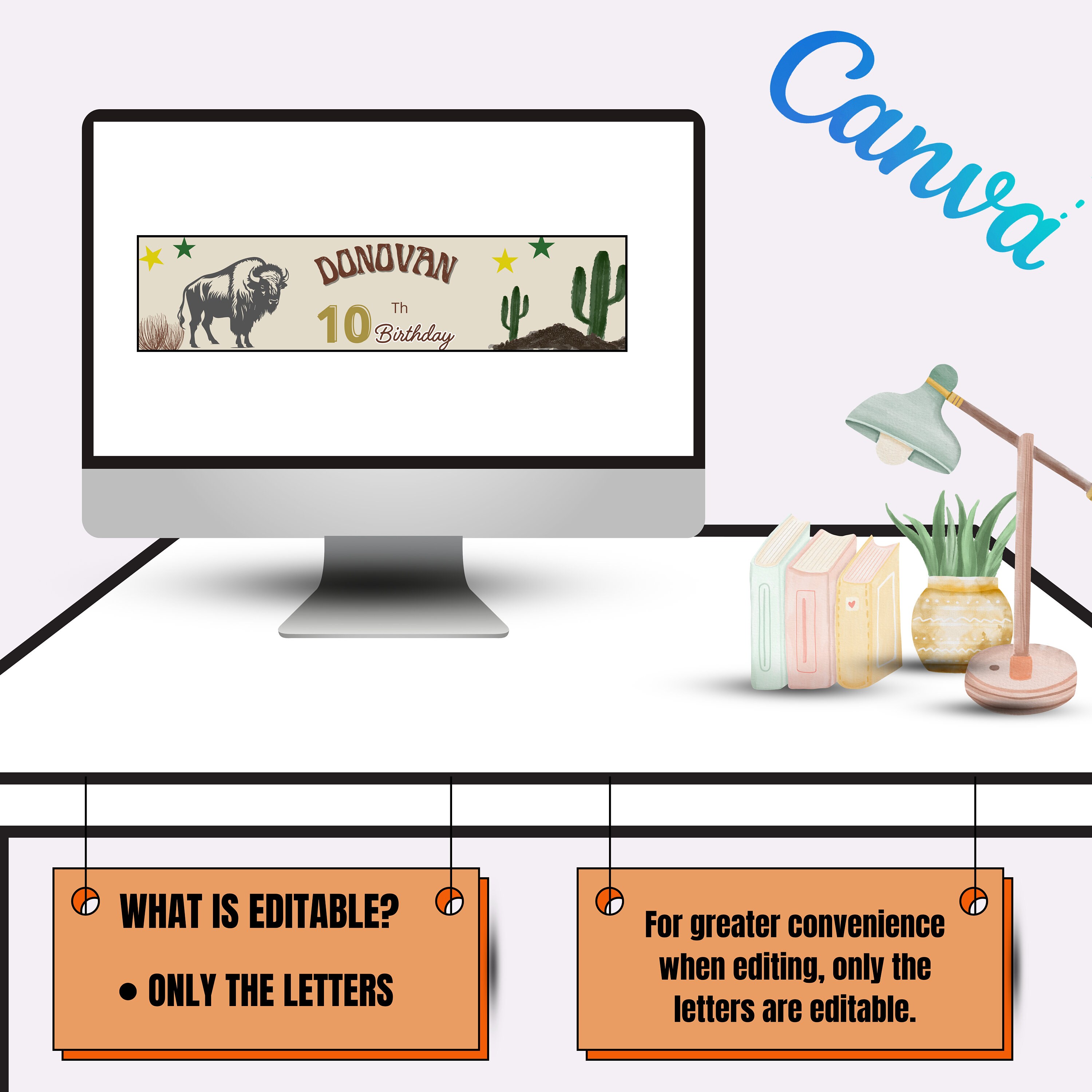 Bison Water Bottle Label Customizable Party Water Bottle Label Bison ...