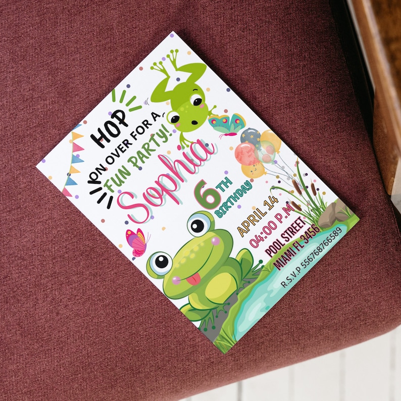 Frog Birthday Invitation - Frog Themed Birthday Invitation - Invitation ...
