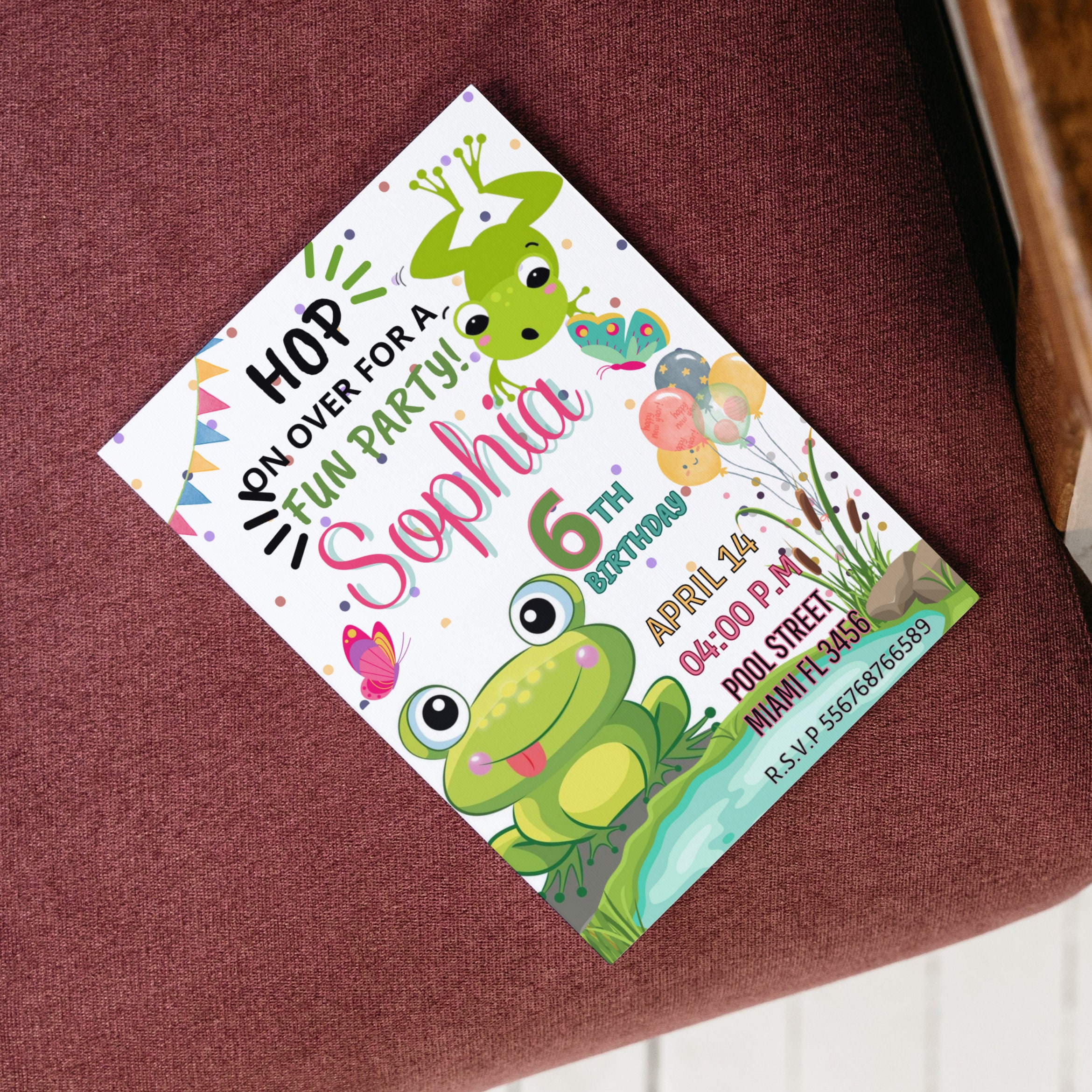 Frog Birthday Invitation - Frog Themed Birthday Invitation - Invitation ...