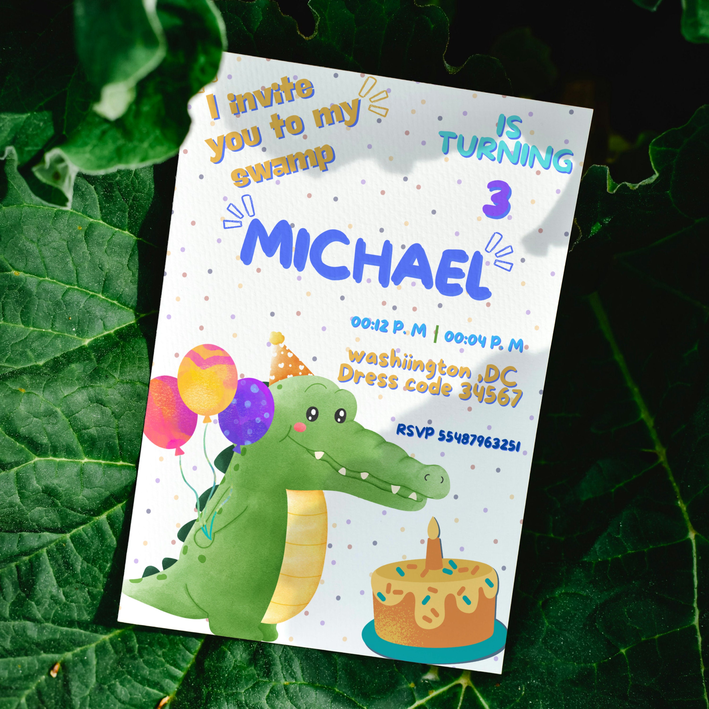Alligator Birthday Invitation Alligator Birthday Card Alligator ...