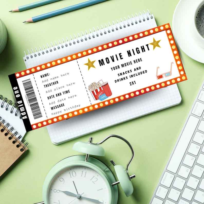 Movie Ticket Stub - Movie Ticket Gift - Movie Ticket Gift Card - Custom ...