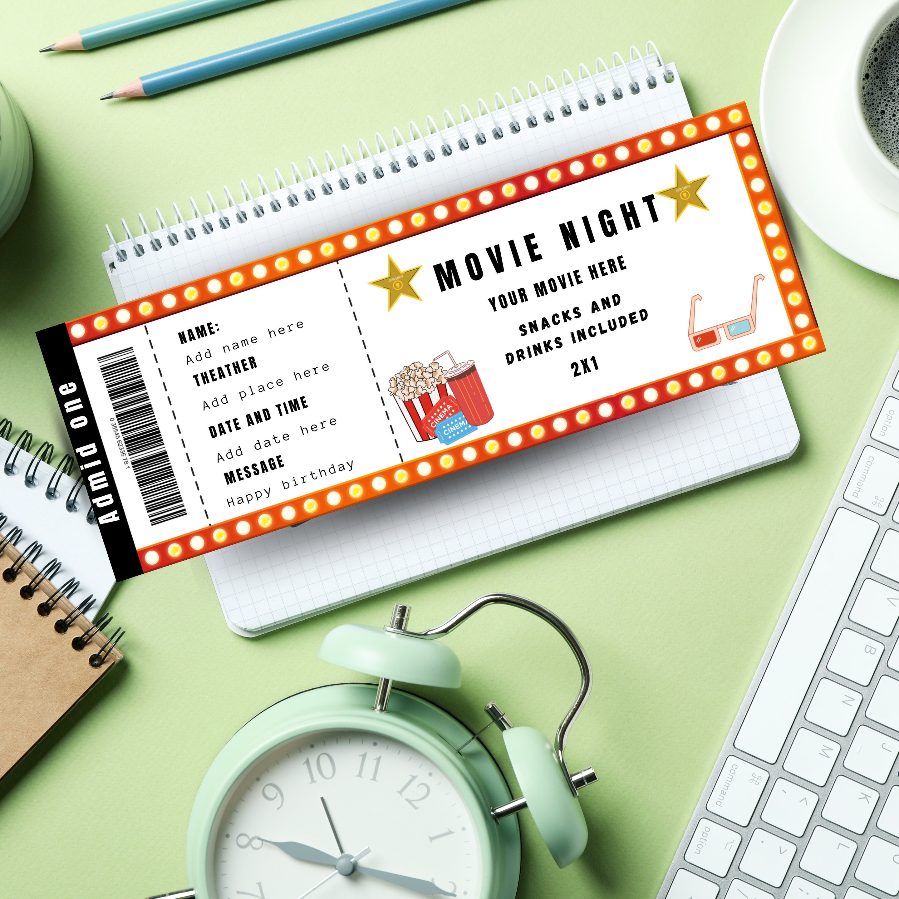 Movie Ticket Stub - Movie Ticket Gift - Movie Ticket Gift Card - Custom ...