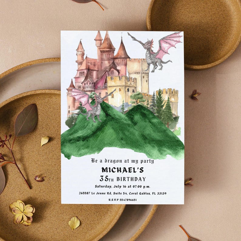 Medieval Birthday Invitation Medieval Birthday Card Medieval Birthday ...