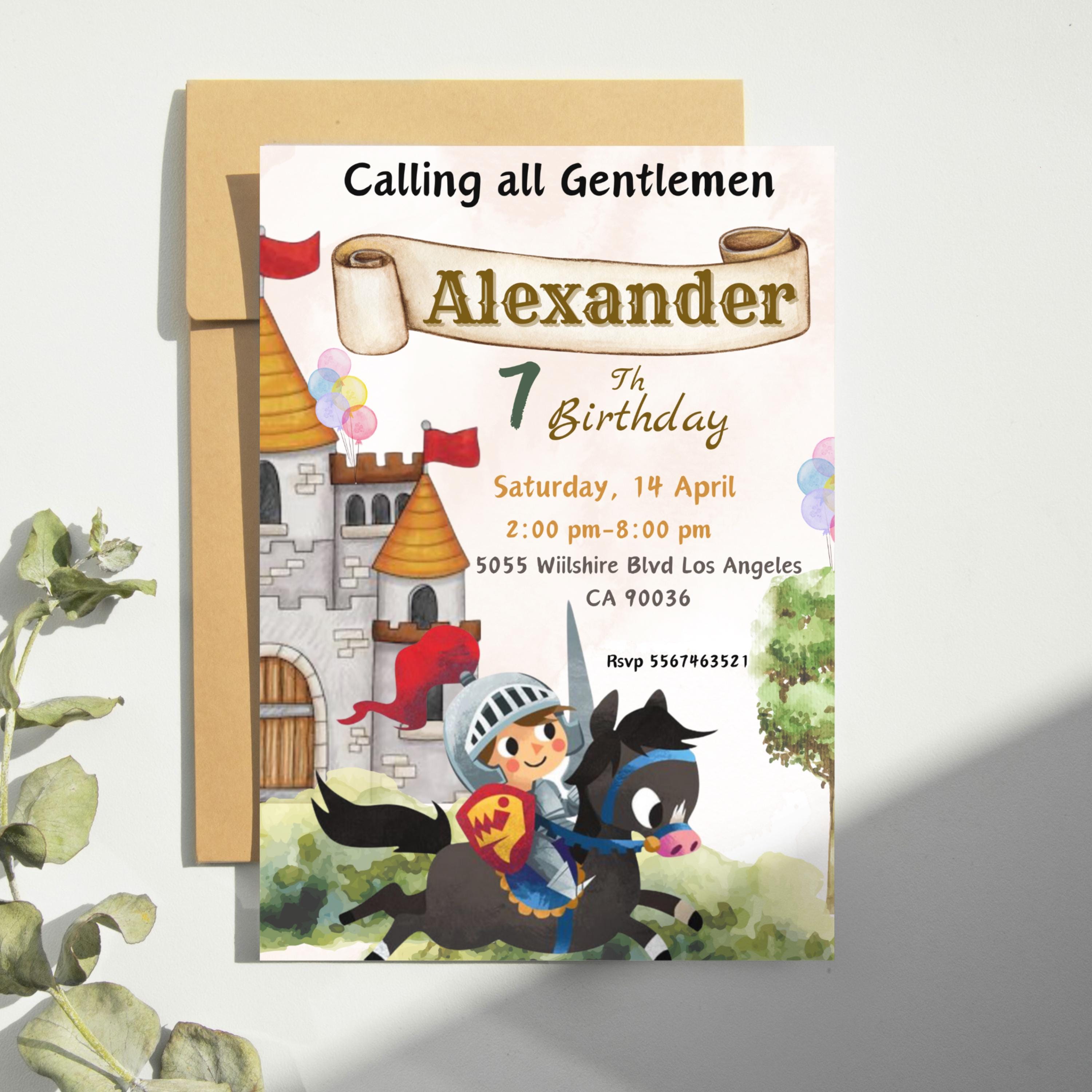 Medieval Birthday Invitation: Customizable Knight Party (printable) - Etsy