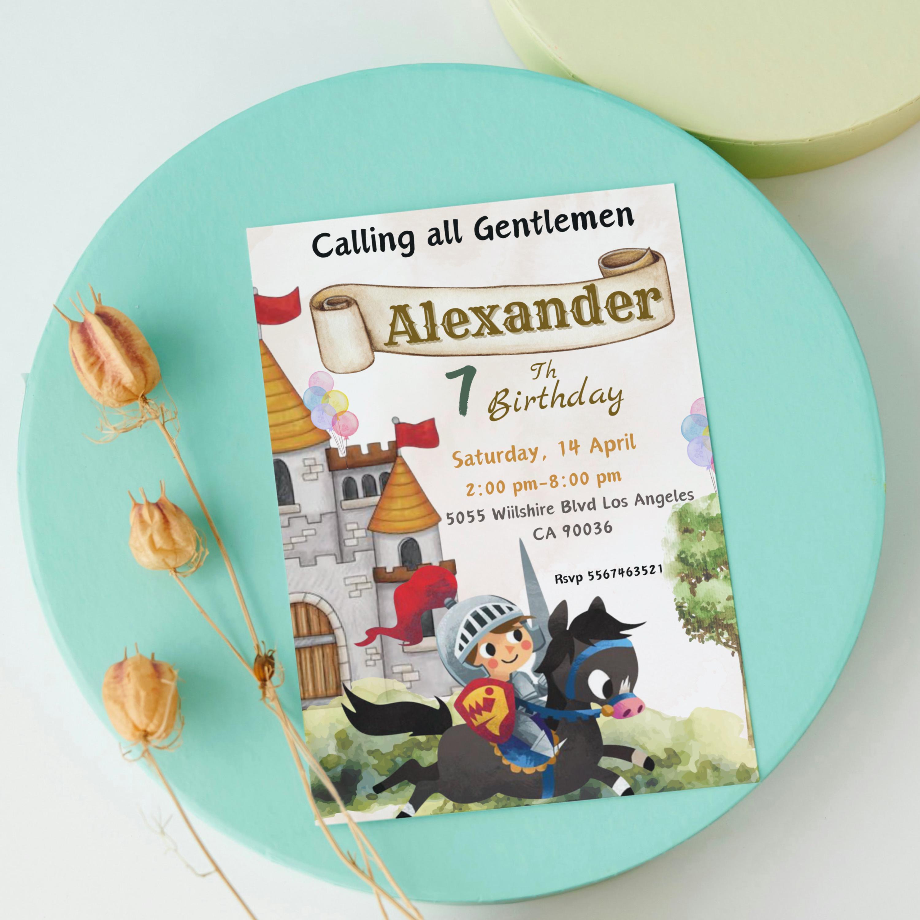 Medieval Birthday Invitation Medieval Birthday Card Customizable ...