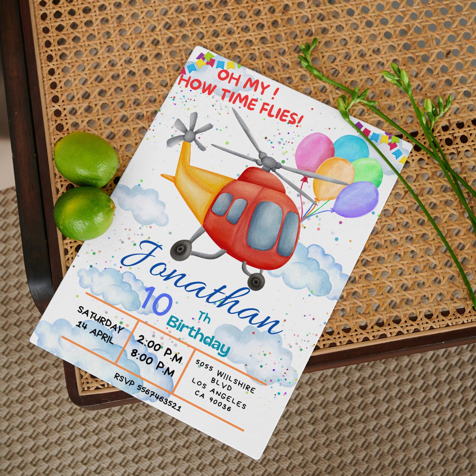 Helicopter Birthday Invitation Customizable Helicopter Birthday Card ...