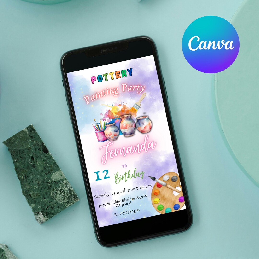 Pottery Editable Electronic Invitation Digital Phone Invite Electronic ...