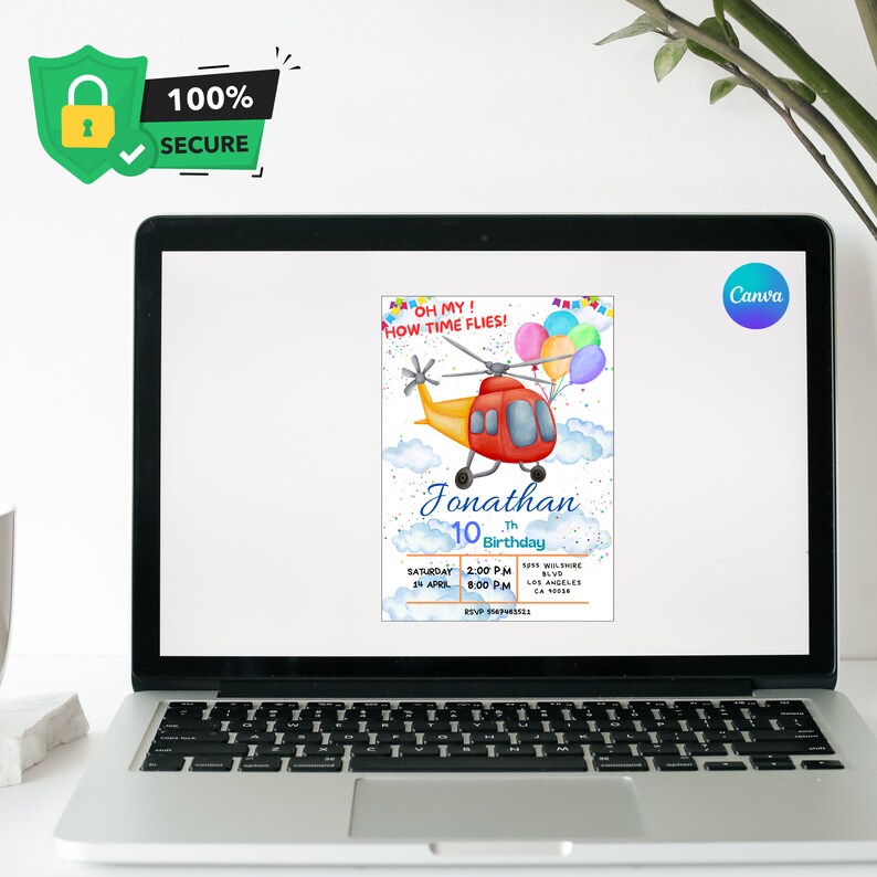 Helicopter Birthday Invitation Customizable Helicopter Birthday Card ...