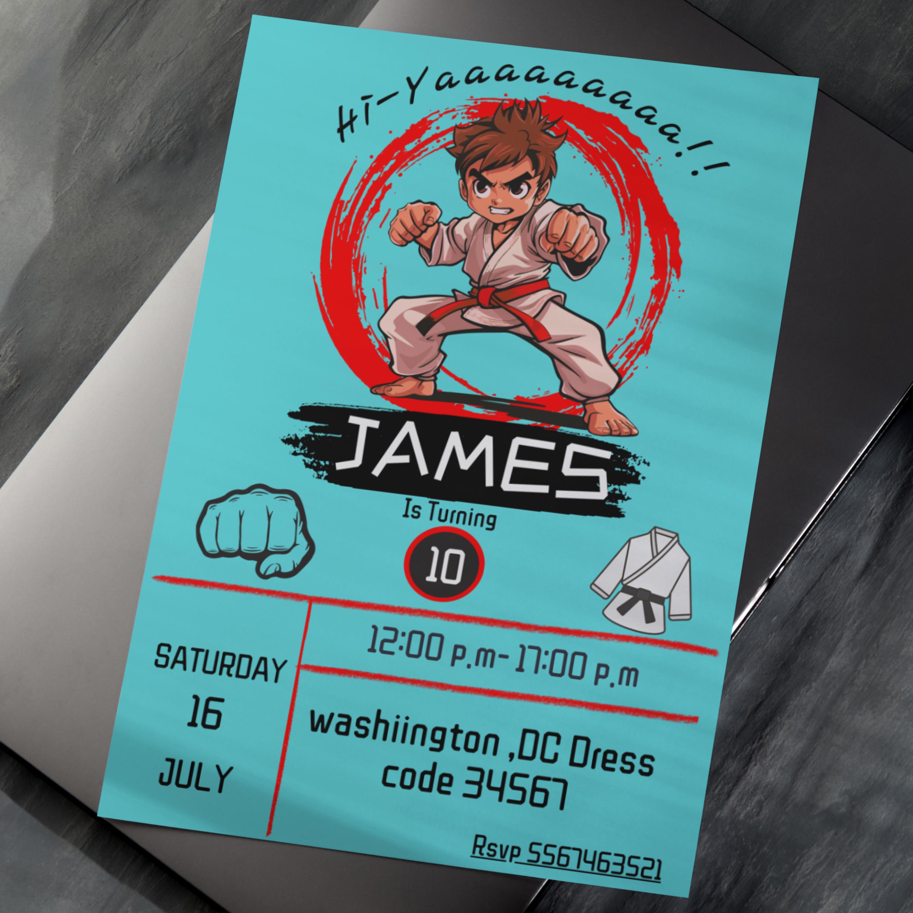 Karate Invitation Birthday Invitation Karate Karate Birthday Party ...