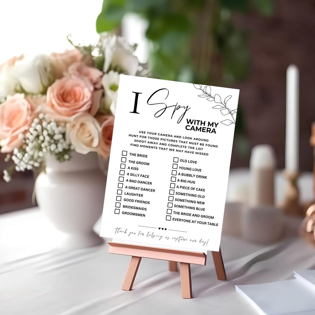 Wedding Table Activities | I Spy Wedding Table Game | Custom Wedding ...