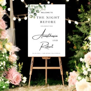Welcome to the Night Before Sign: Editable Rehearsal Dinner Template - Etsy
