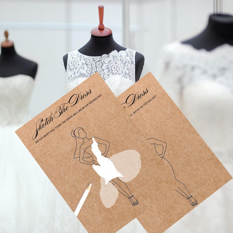Rustic Bridal Shower Game: Guess the Dress, Printed on Kraft Paper - Etsy